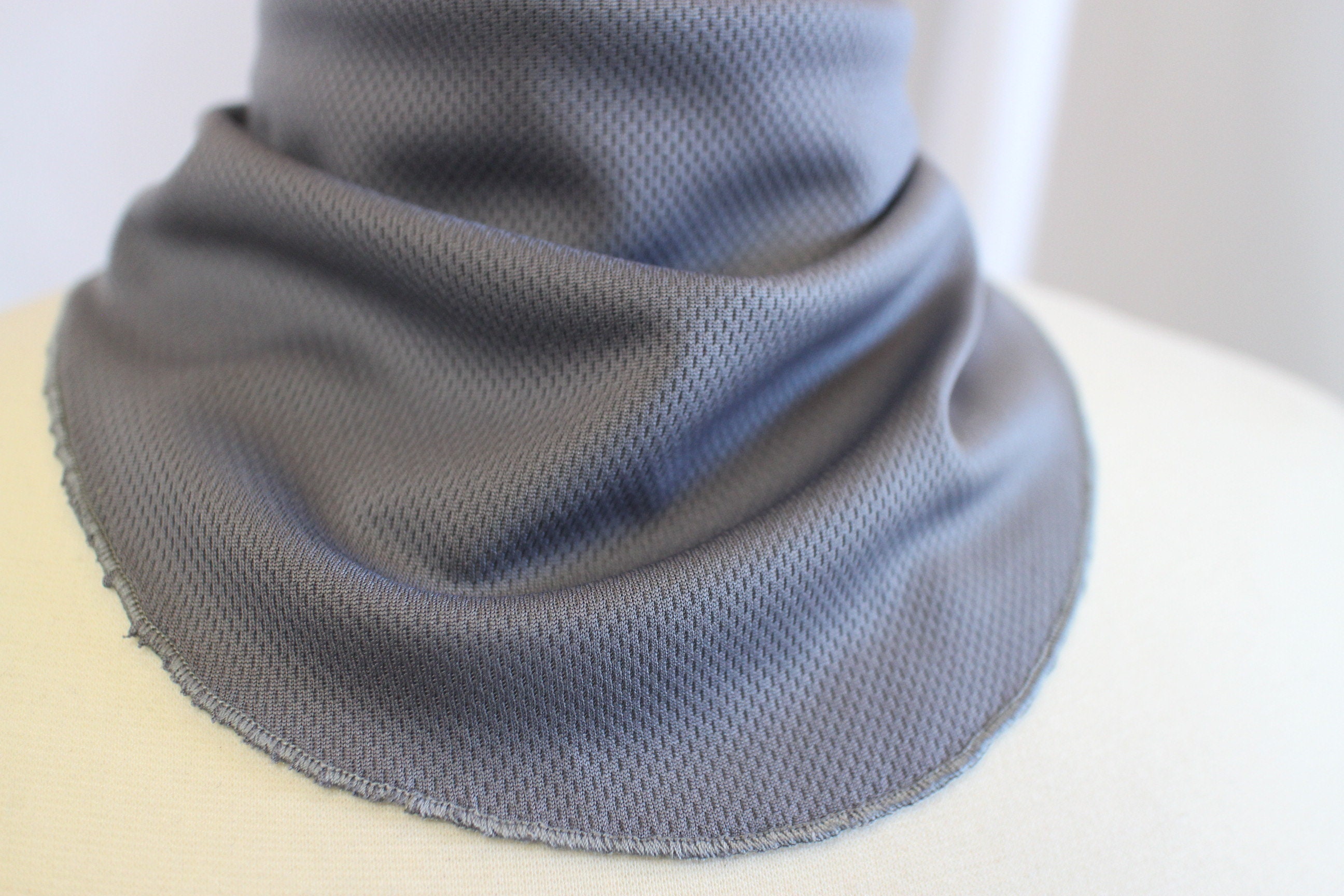 Tracheotomy Gray Athletic Mesh Knit Snap-on Neck Scarf for Tracheostomy ...