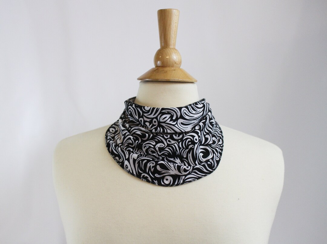 Tracheotomy Black & White Snap-on Neck Scarf for Tracheostomy Cover - Etsy