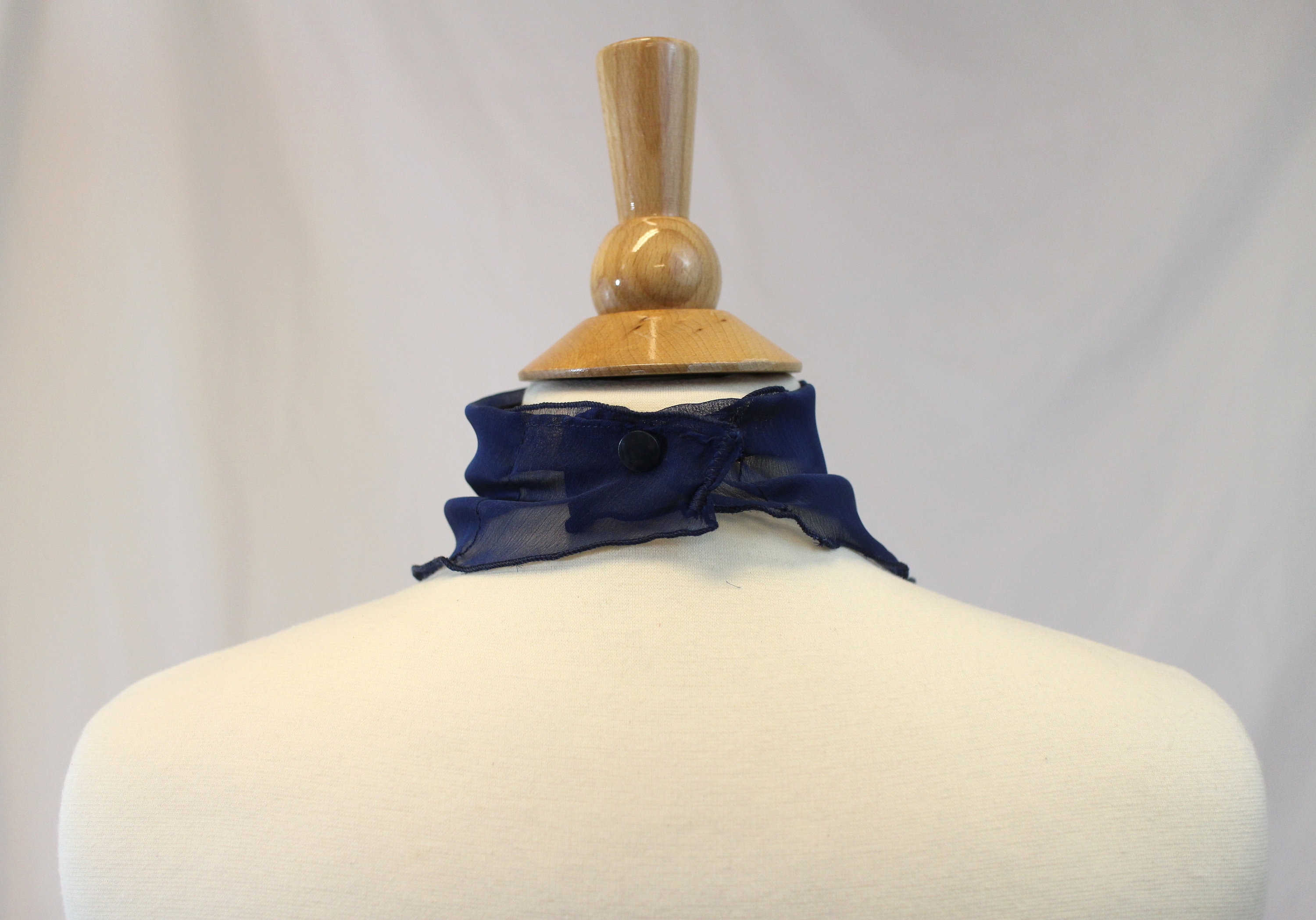 Tracheotomy Navy Sheer Chiffon Snap-on Neck Scarf for Tracheostomy ...