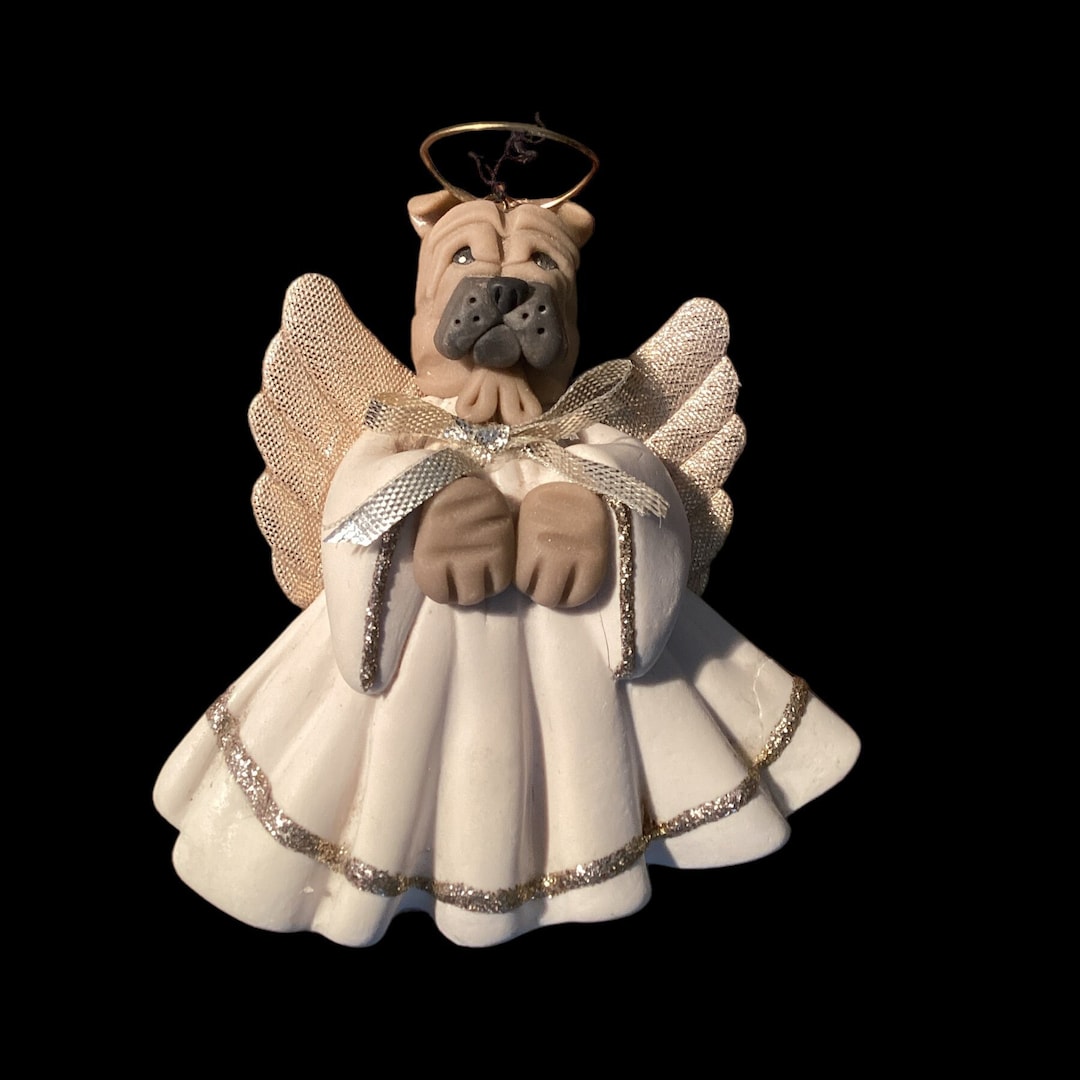 Vintage Angel Dog Hanging Figurine Ornament by Cecile-pug With Wings ...