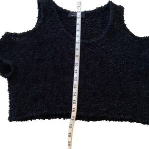 Super Cute Black Cropped Cold Shoulder Pullover Knit Sweater-shrug ...