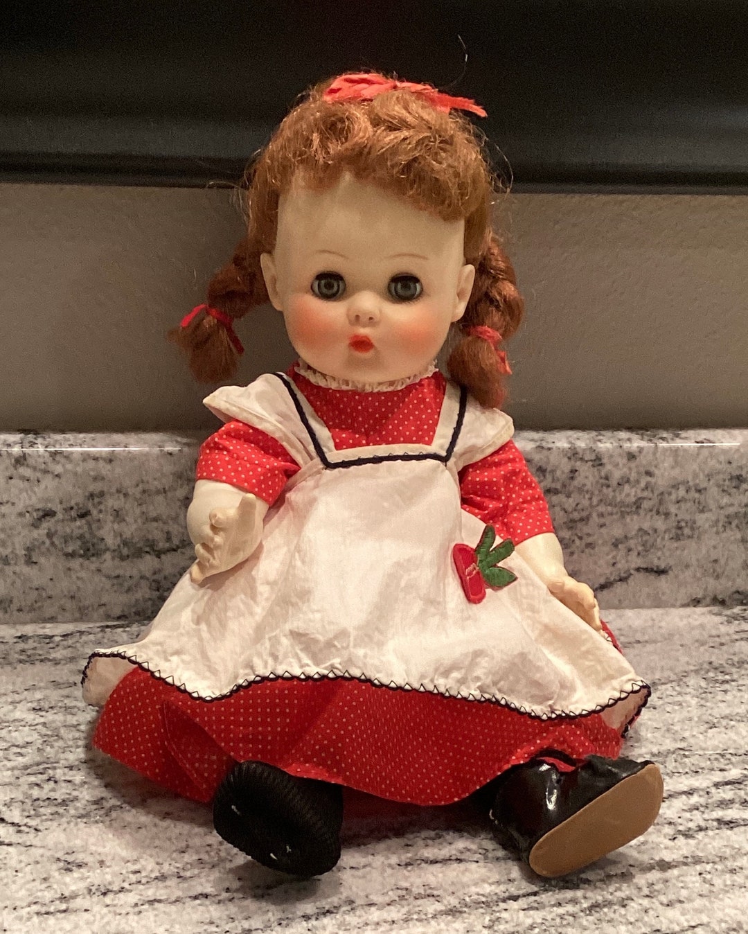 Vintage Horseman Girl Doll-original Red Cherry Outfit-braids-sleep Eyes ...