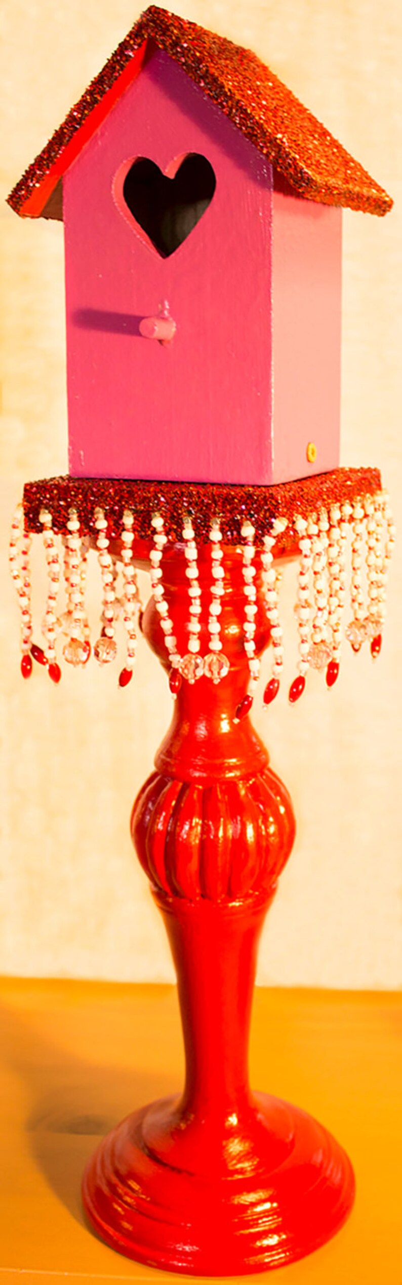 Pink Valentine's Day Birdhouse, Glittered Bird House - Etsy