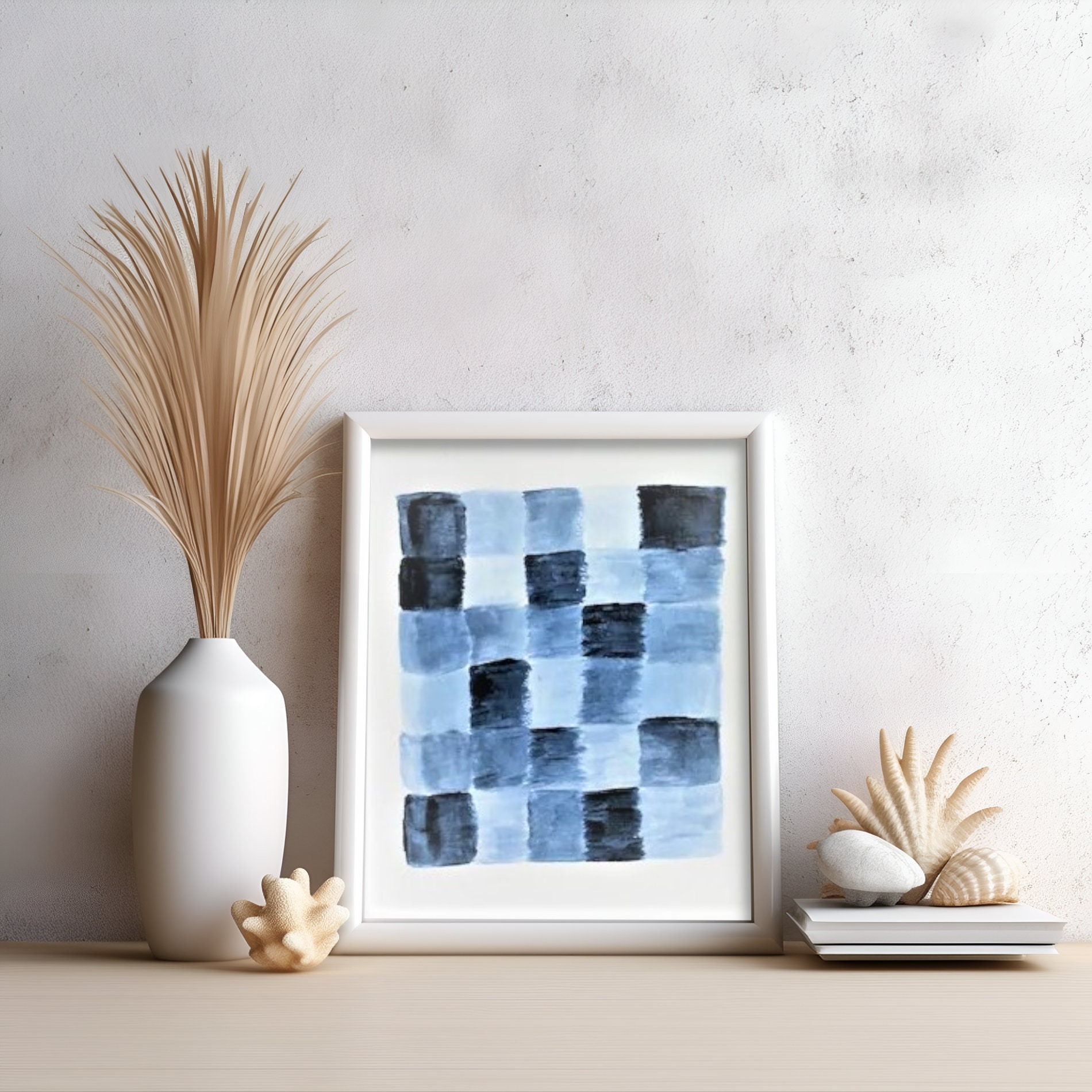 Navy Abstract Painting, Navy Abstract Wall Art, Minimalist Print, Navy ...
