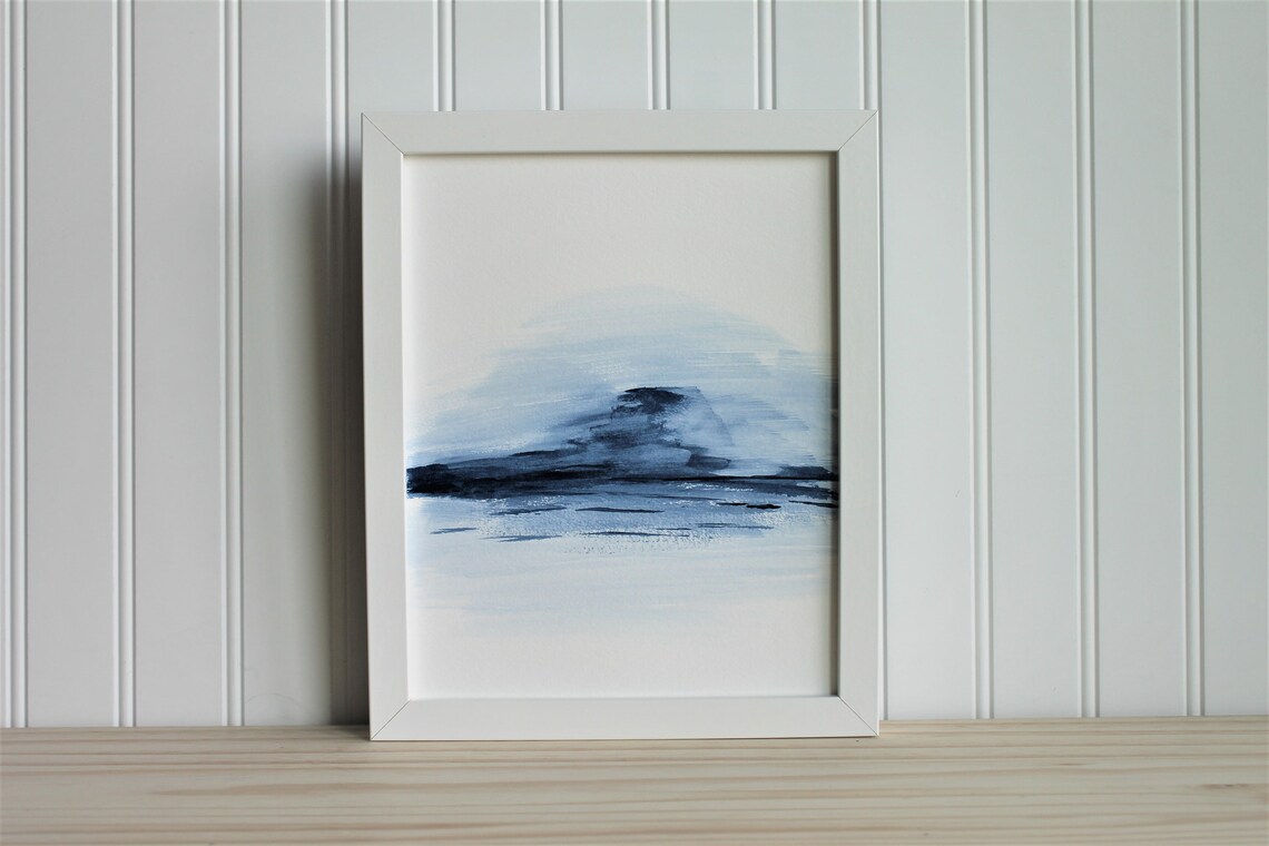Navy Abstract Wall Art, Navy Abstract Painting, Minimalist Print, Navy ...