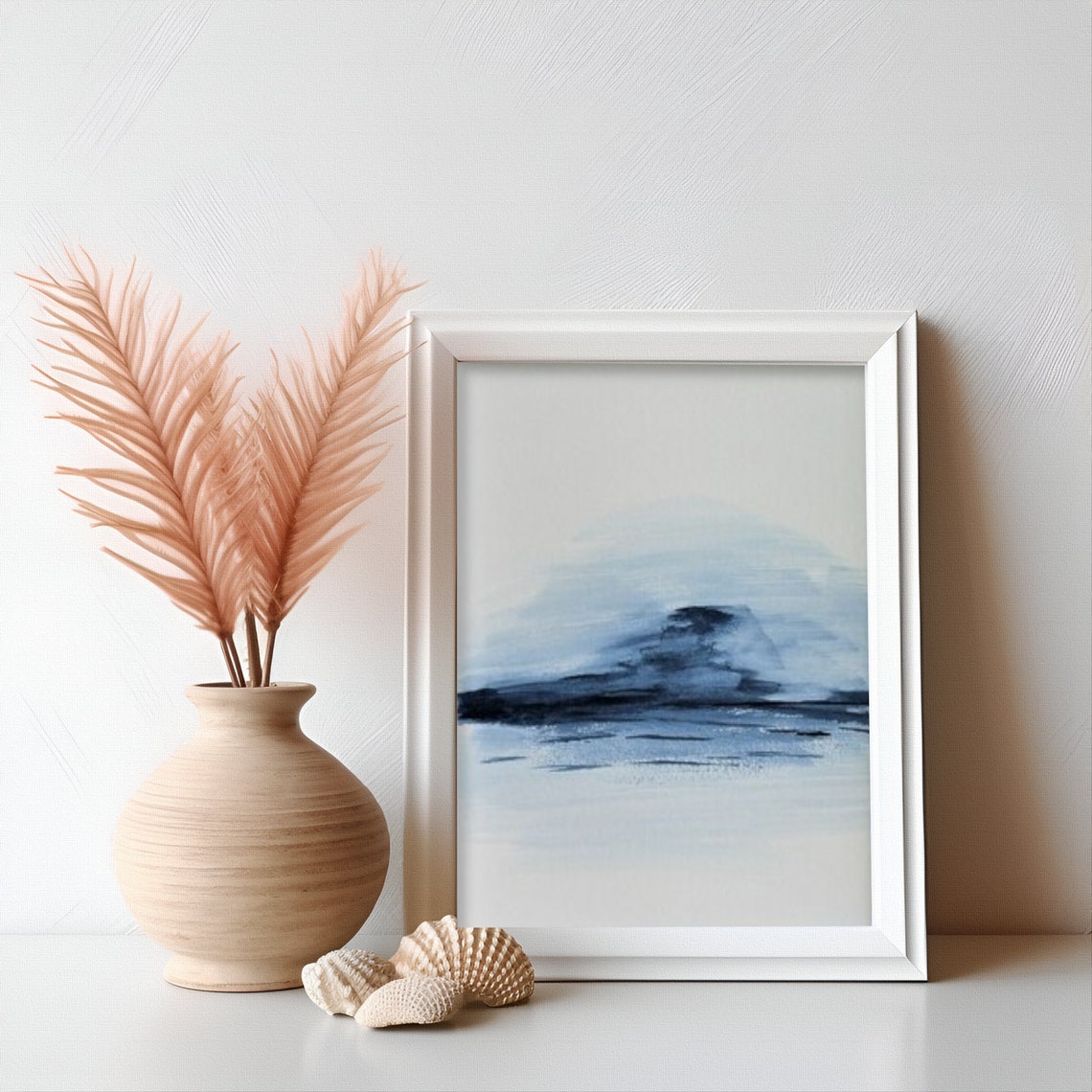 Navy Abstract Wall Art, Navy Abstract Painting, Minimalist Print, Navy ...