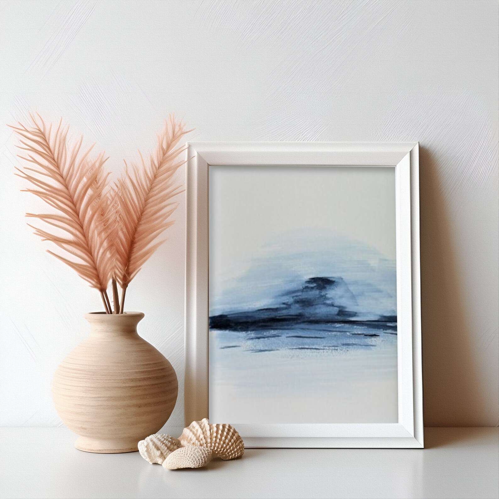 Navy Abstract Wall Art, Navy Abstract Painting, Minimalist Print, Navy ...