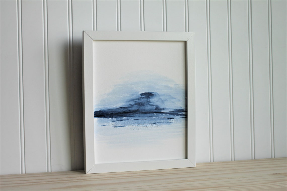 Navy Abstract Wall Art, Navy Abstract Painting, Minimalist Print, Navy ...