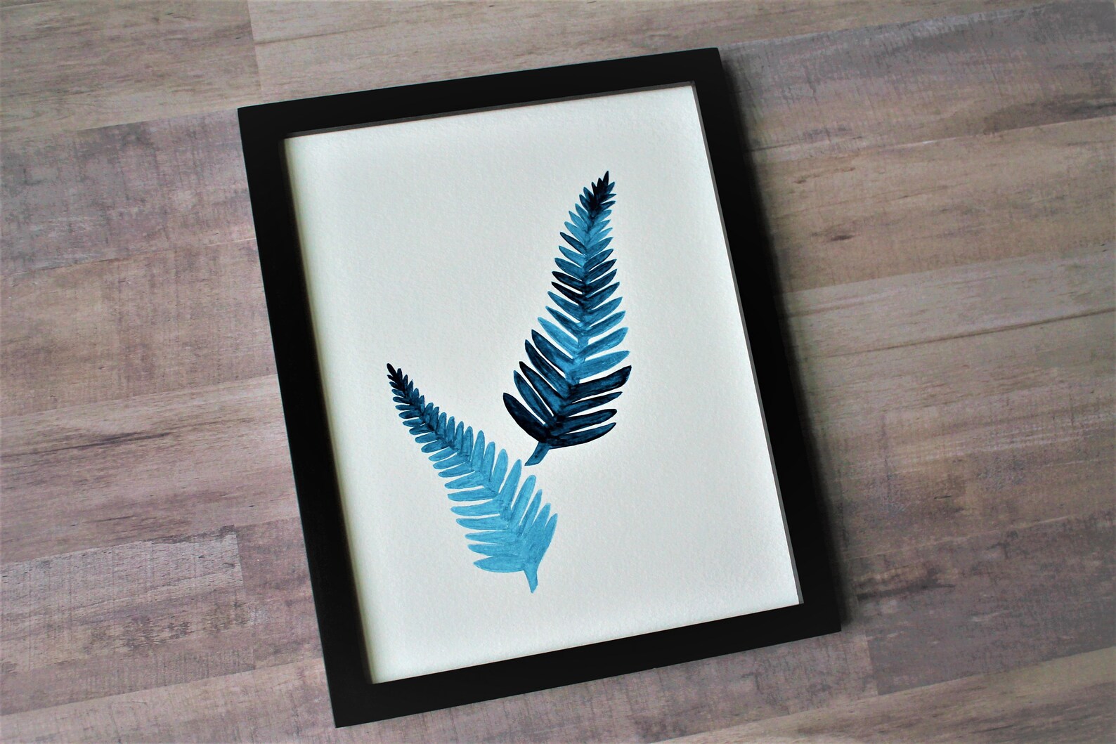 Fern Leaves Watercolor, Fern Leaves Art, Fern Leaves Painting, Blue ...