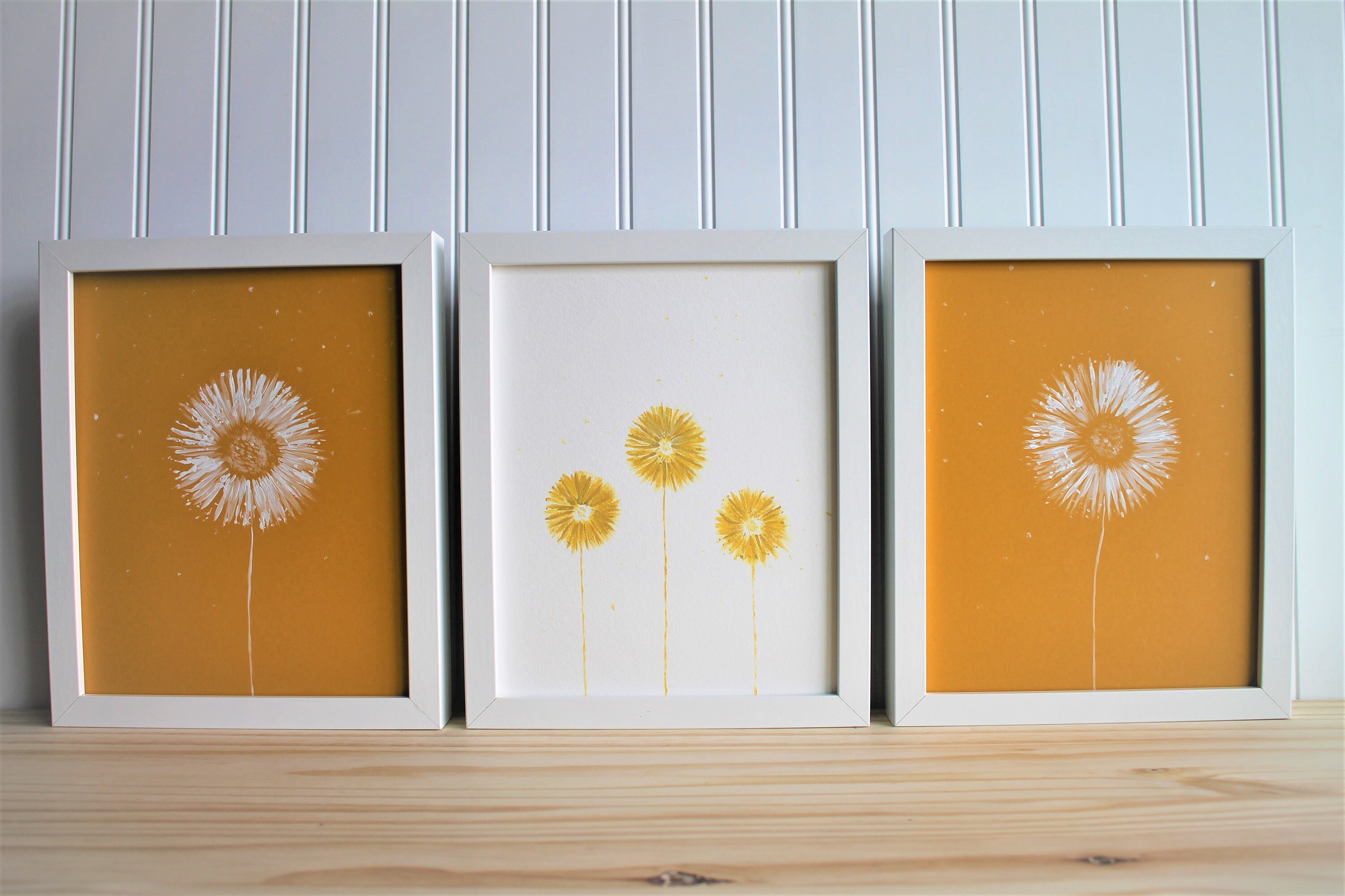 Dandelion Painting, Dandelion Print, Dandelion Wall Art, Mustard Print ...