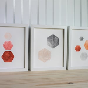 8x10 Hexagon Painting, Hexagon Print, Hexagon Wall Art, Minimalist ...
