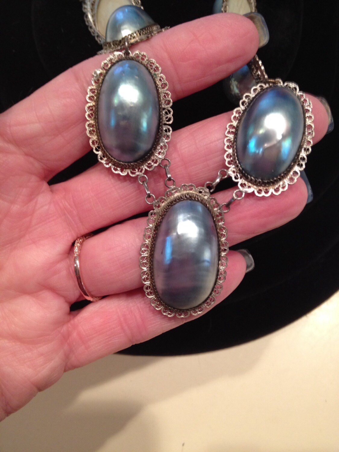 Art Nouveau Osmena Pearl Necklace in Silver Handwork - Etsy