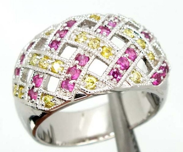 Genuine Ruby and Sapphire Ring. Sterling Silver. Size 7 - Etsy