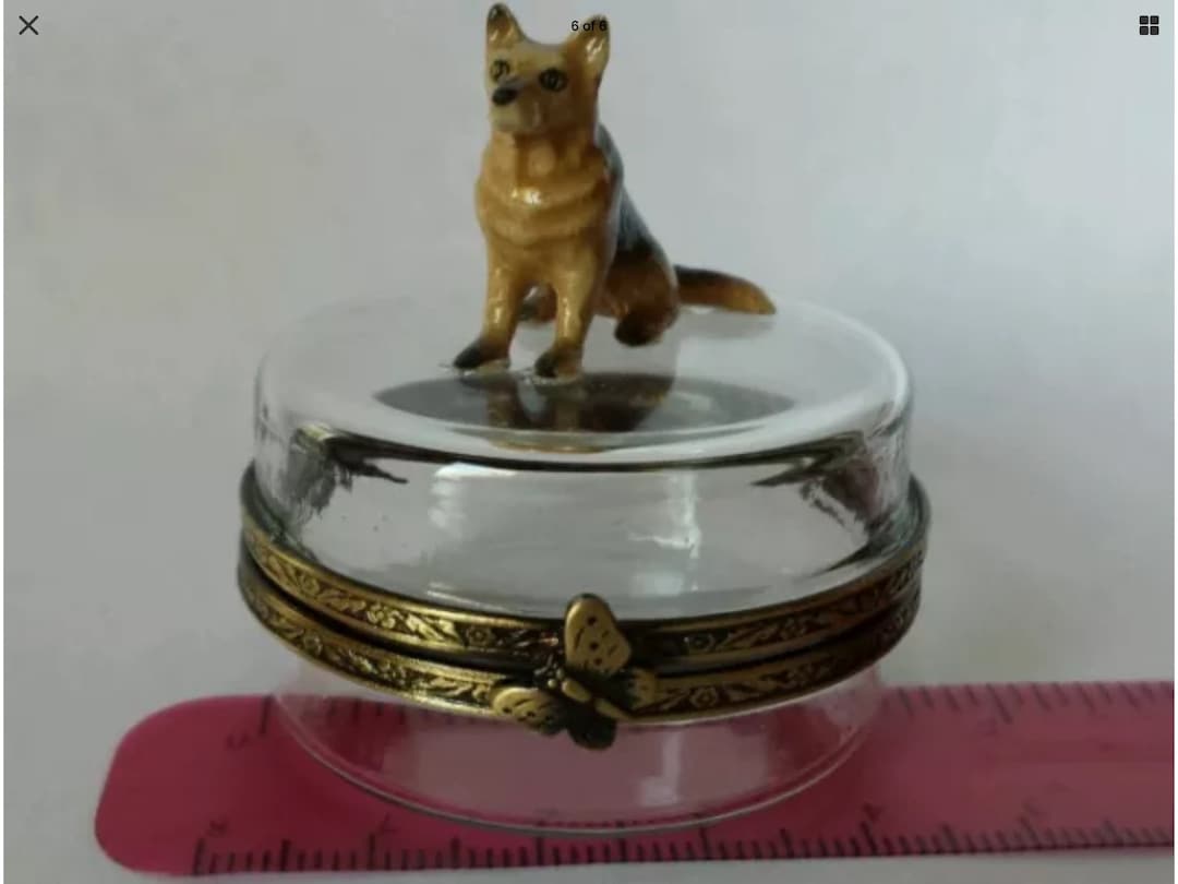 Trinket Box With German Shepherd. France. Crystal. - Etsy