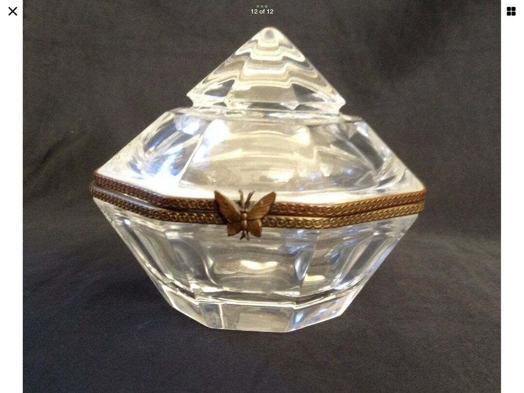 French Crystal Trinket Box. Antique. RARE FANEX Chrystal - Etsy
