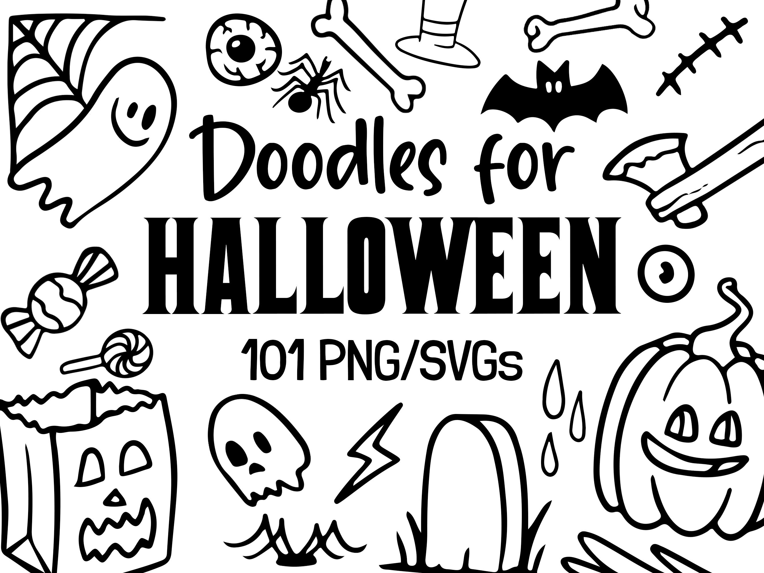 Spooky Doodles for Halloween 101 SVG PNG Pack Fall Svg - Etsy