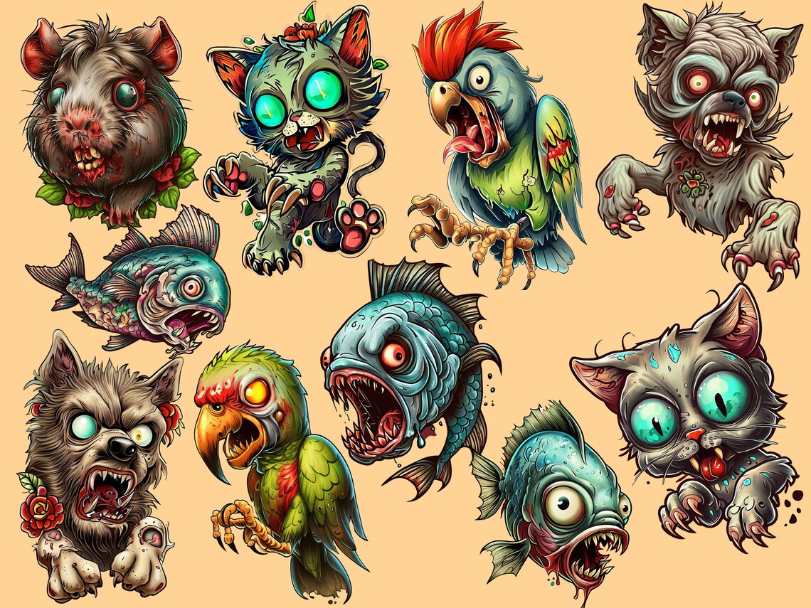 Zombie Pets PNG Pack! Zombie PNG, Zombie SVG, Zombie Clipart, Zombie ...