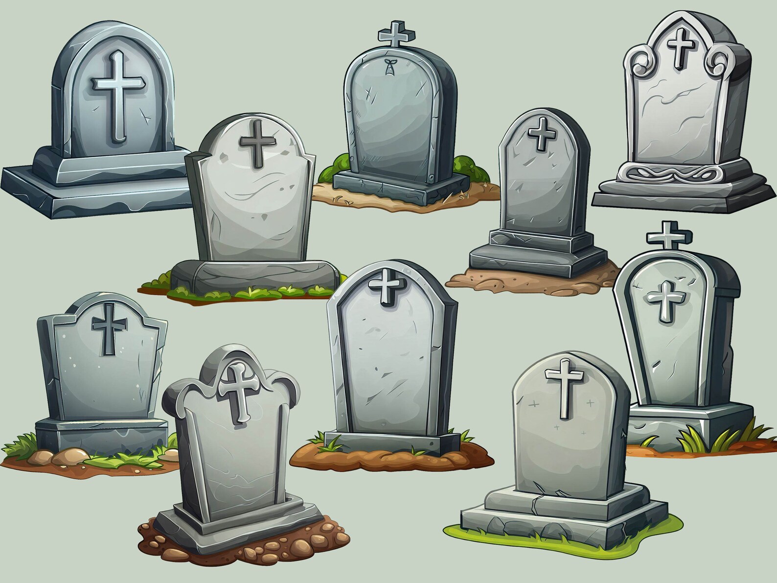 Graveyard PNG Pack! Gravestone PNG, Gravestone SVG, Gravestone Clipart ...