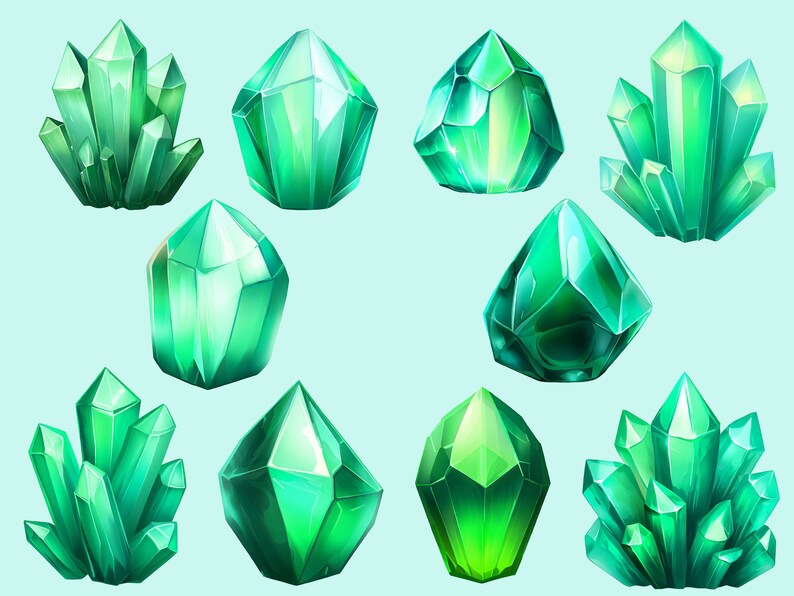 Green Crystals Illustration PNG Pack! Crystal Illustration, Crystals ...