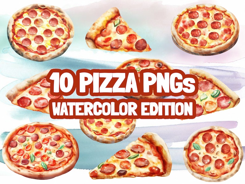 Watercolor Pizza PNG Pack! Pizza PNG, Pizza SVG, Pizza Clipart, Pizza ...