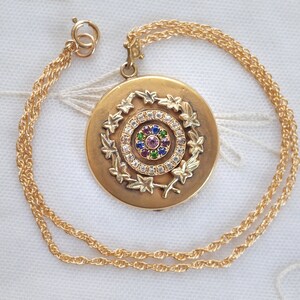 Antique Edwardian Art Deco Locket - Multi Colored Paste Rhinestones ...
