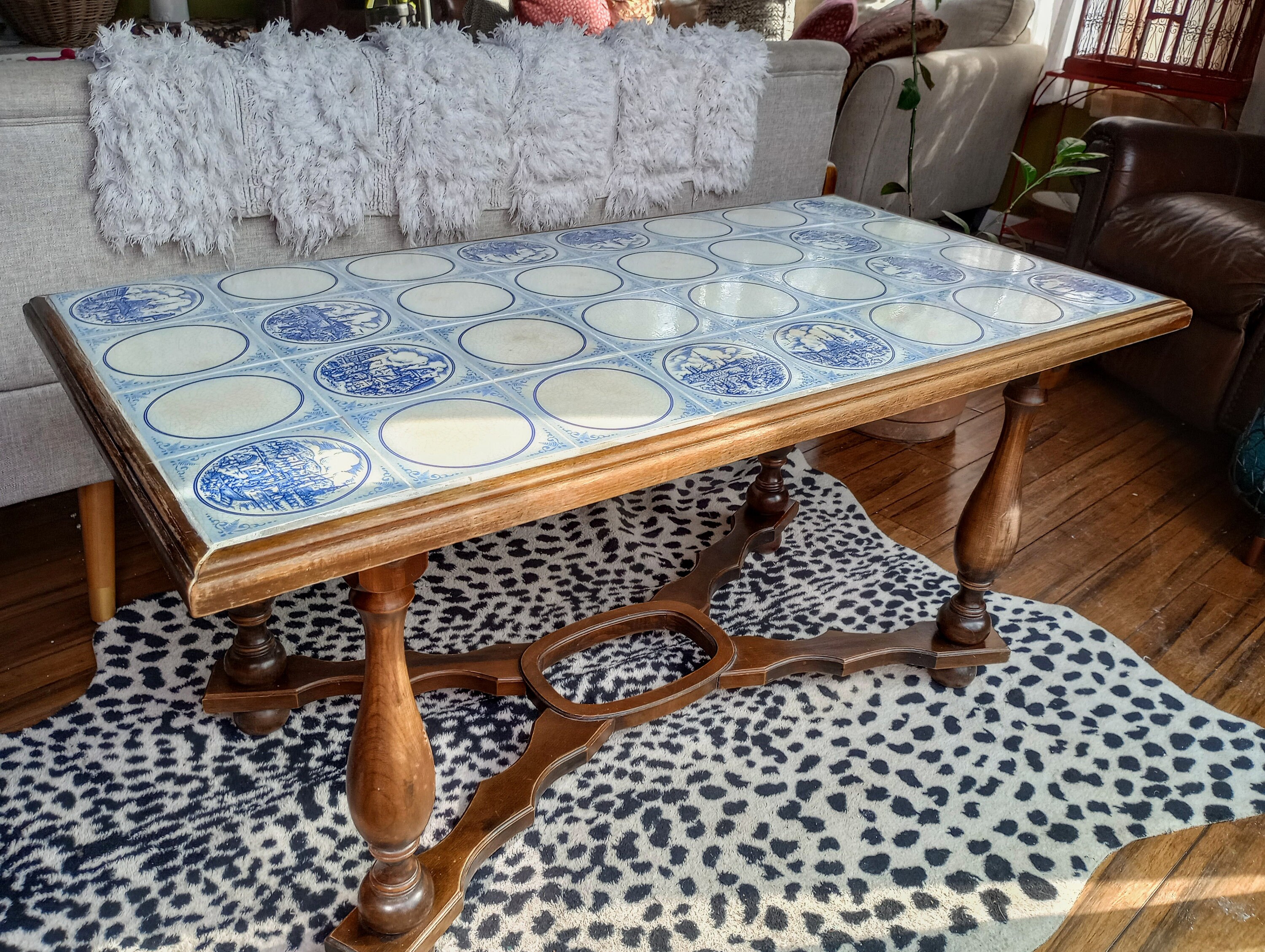 Very Rare Antique 18th Century German Blue Tile Top Console Table With ...