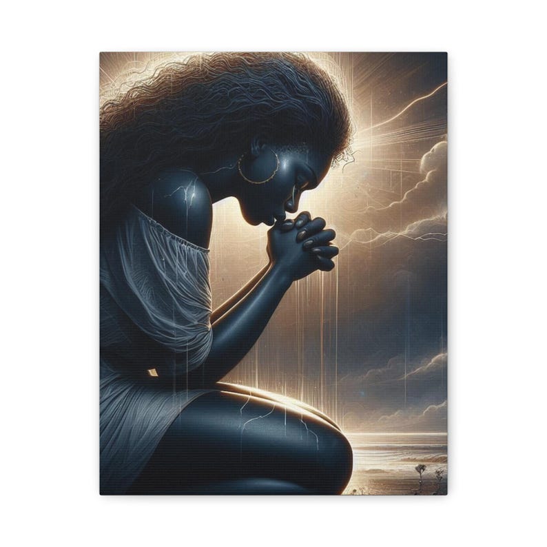 Praying Woman Artwork Canvas - Etsy