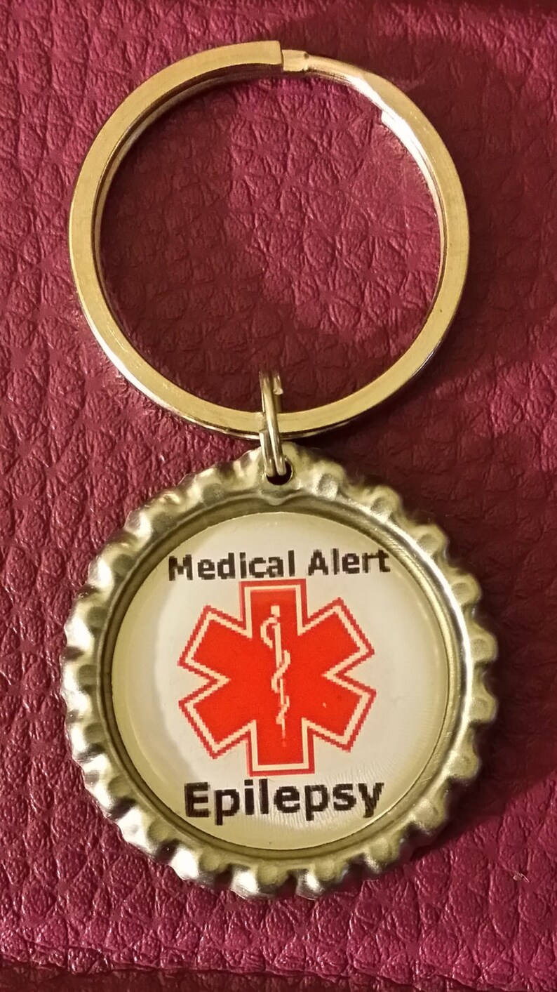 Epilepsy Medical Alert Bottle Cap Keychain - Etsy