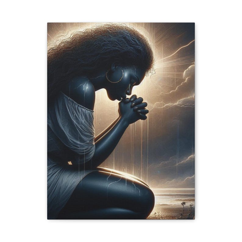 Praying Woman Artwork Canvas - Etsy