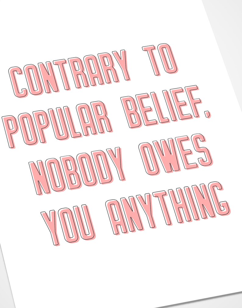PRINTABLE ART, Contrary to Popular Belief, Typography Print, Quote ...