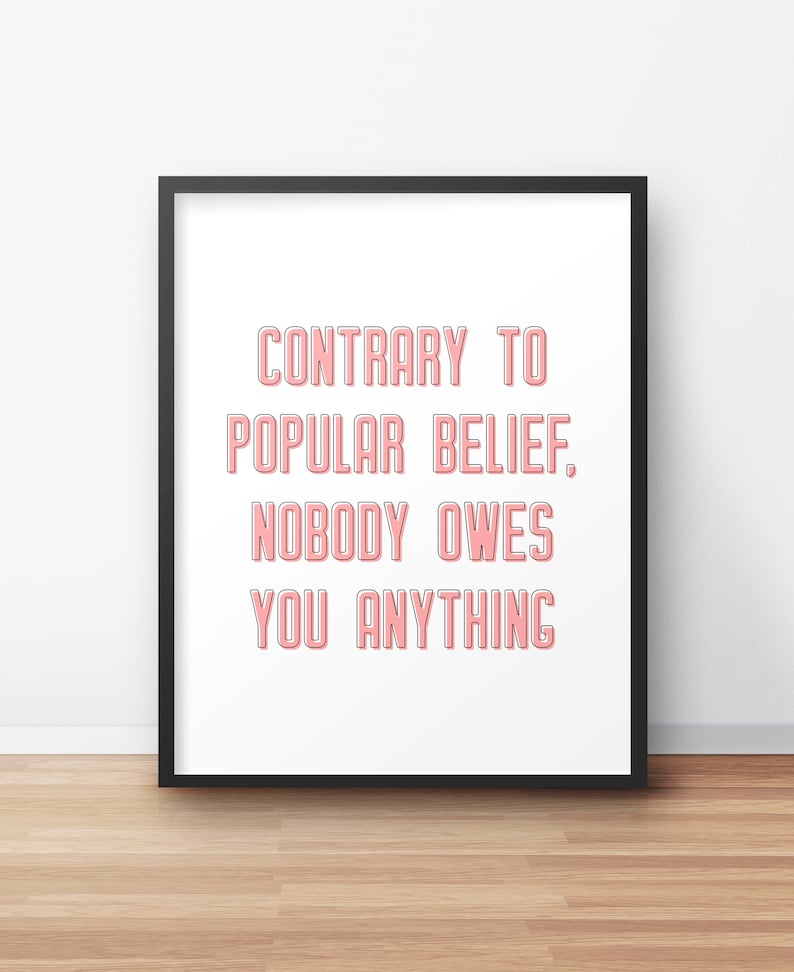 PRINTABLE ART, Contrary to Popular Belief, Typography Print, Quote ...