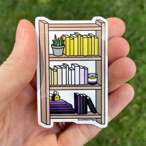 Nonbinary Enby Pride Bookshelf Sticker Waterproof Dishwasher Safe ...