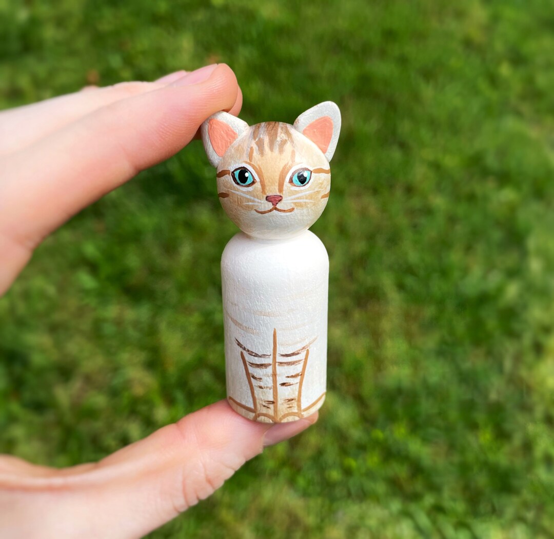CUSTOM Cat Peg Doll Pet Lover Portrait Memorial Pet Loss Rainbow Bridge ...