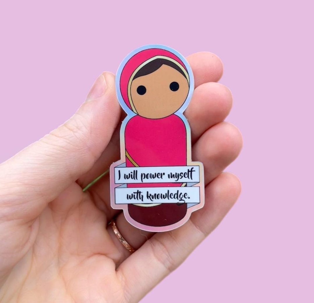 Malala Yousafzai Holographic Sticker Peg Doll Knowledge is Power ...