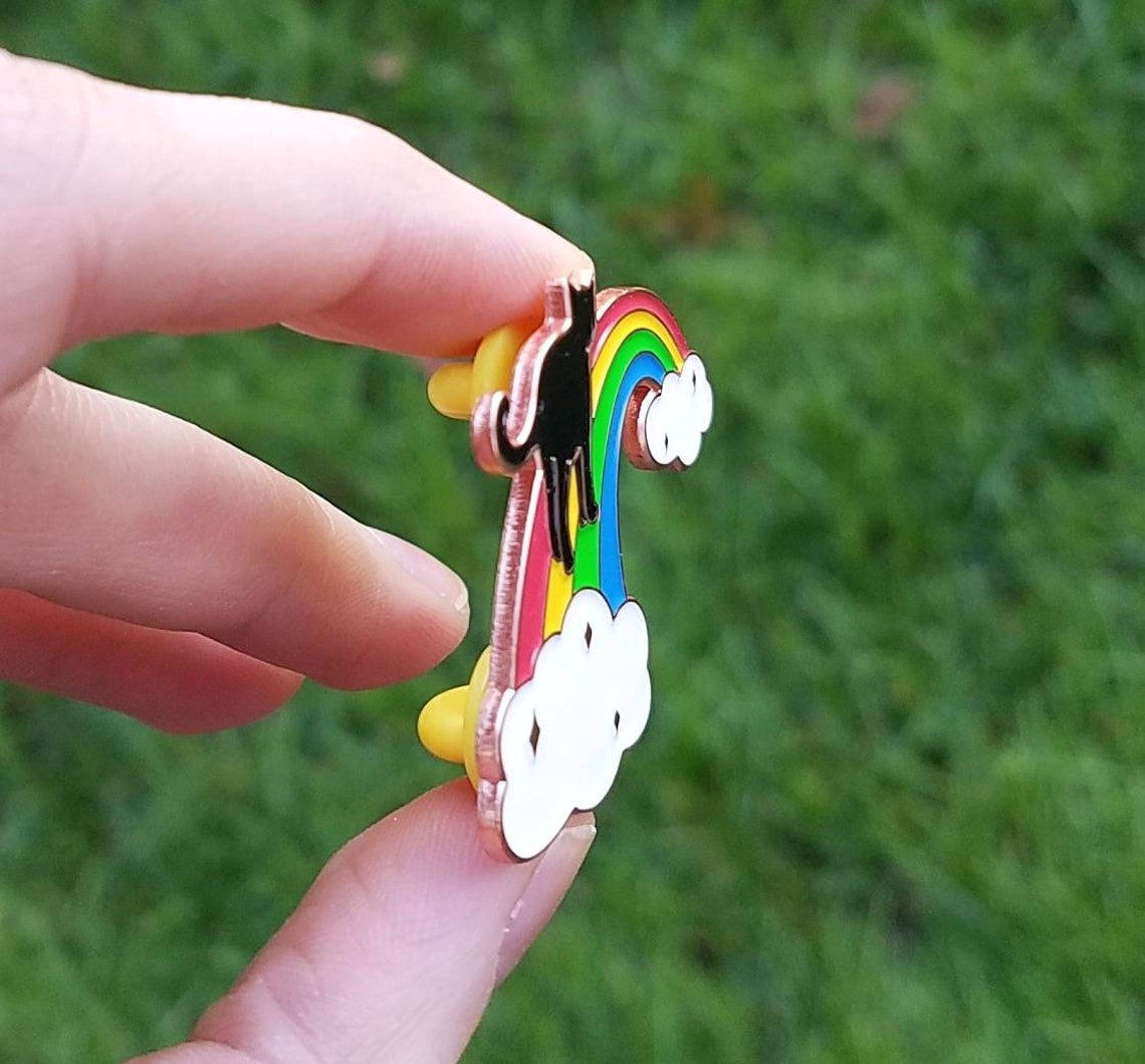 Rainbow Bridge Enamel Pin Cat Pet Loss Stocking Stuffer | Etsy