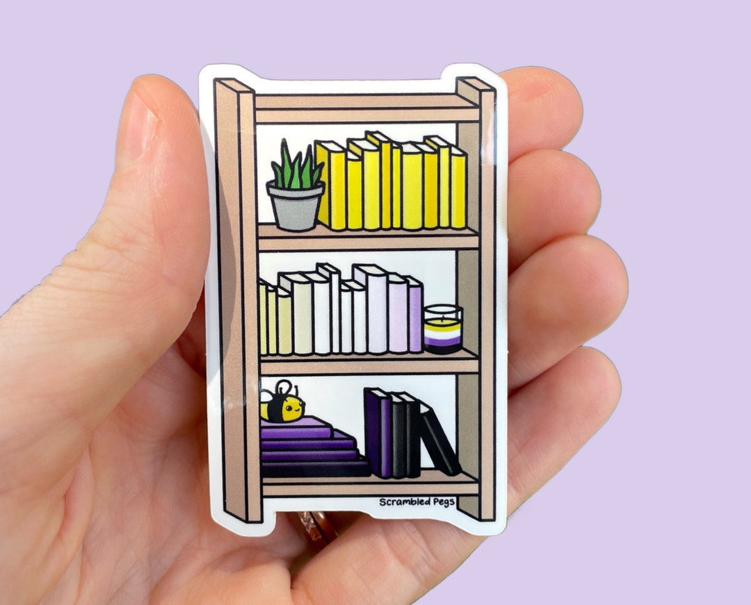 Nonbinary Enby Pride Bookshelf Sticker Waterproof Dishwasher Safe ...
