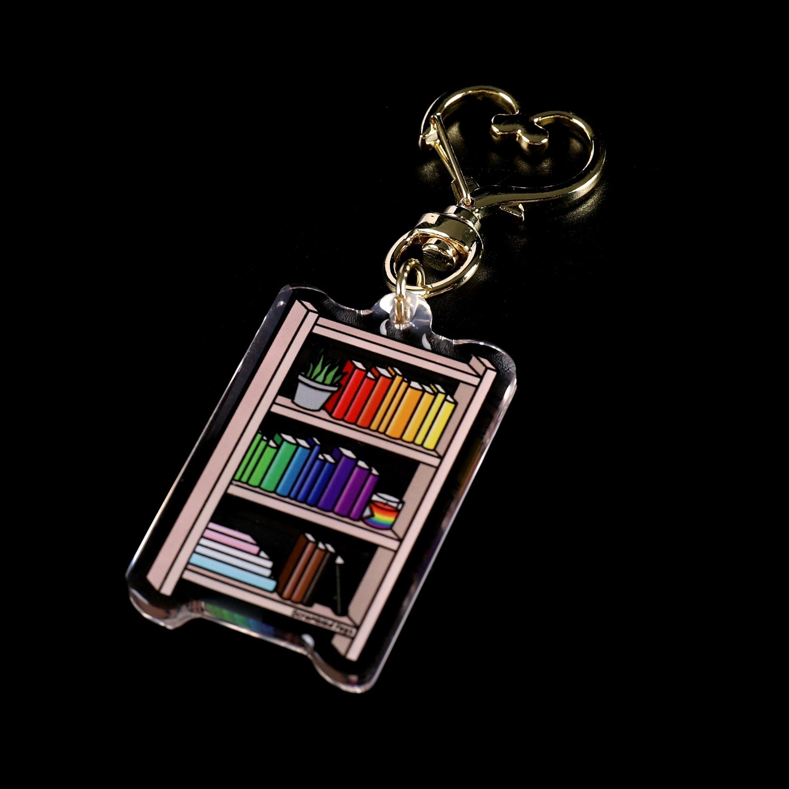 LGBTQ Progress Pride Bookshelf Acrylic Charm Keychain Epoxy Subtle ...