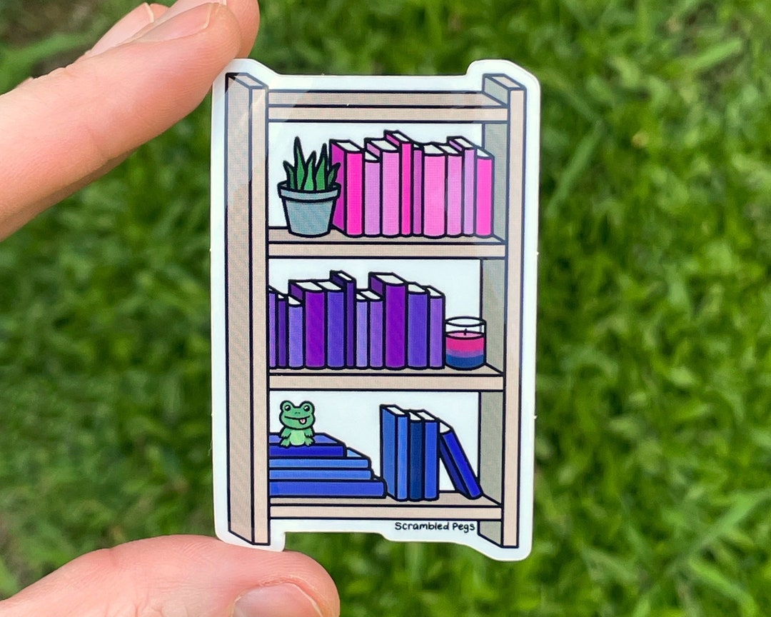 Bisexual Pride Bookshelf Sticker Waterproof Dishwasher Safe Bi Subtle ...