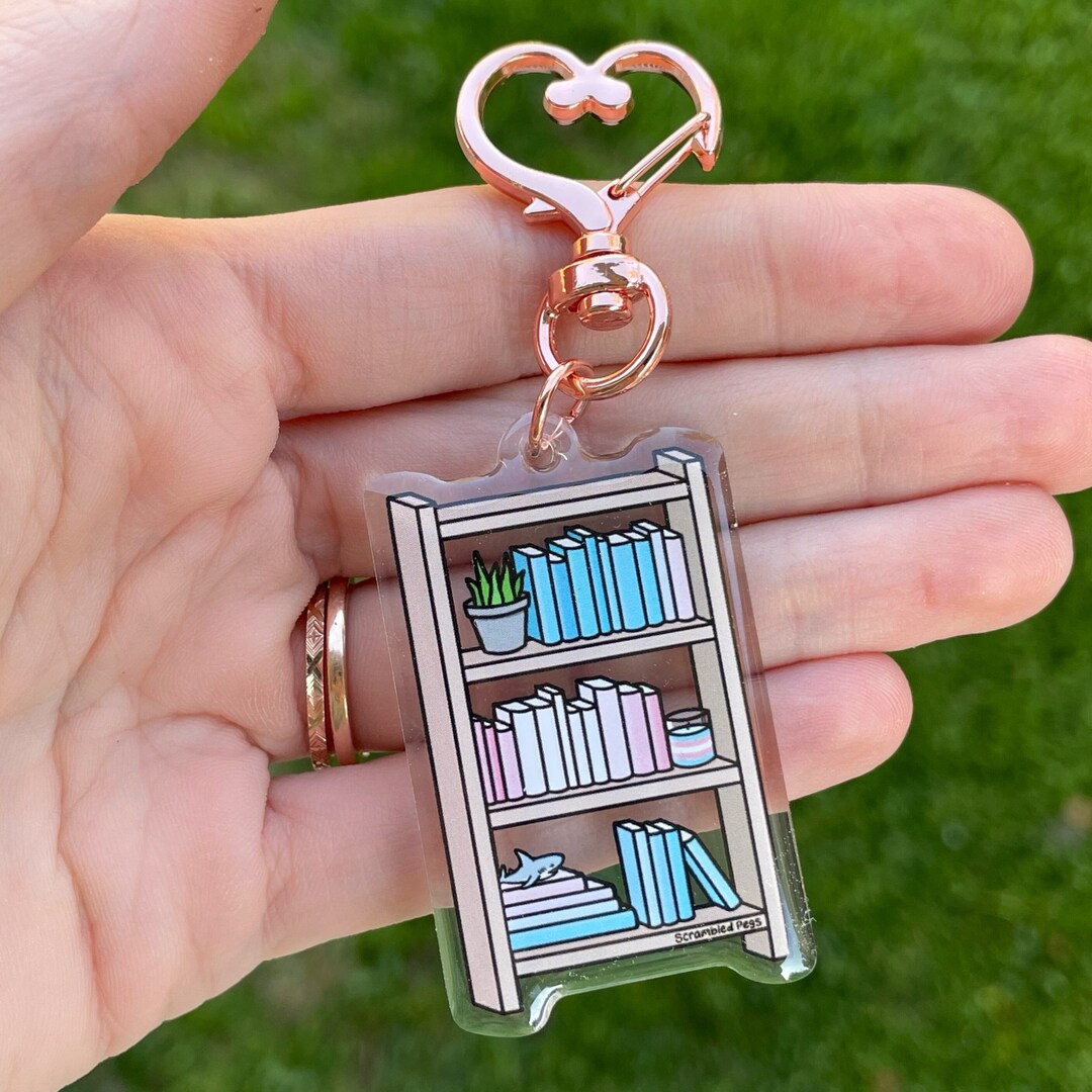 LGBTQ Trans Transgender Pride Bookshelf Acrylic Charm Keychain Subtle ...