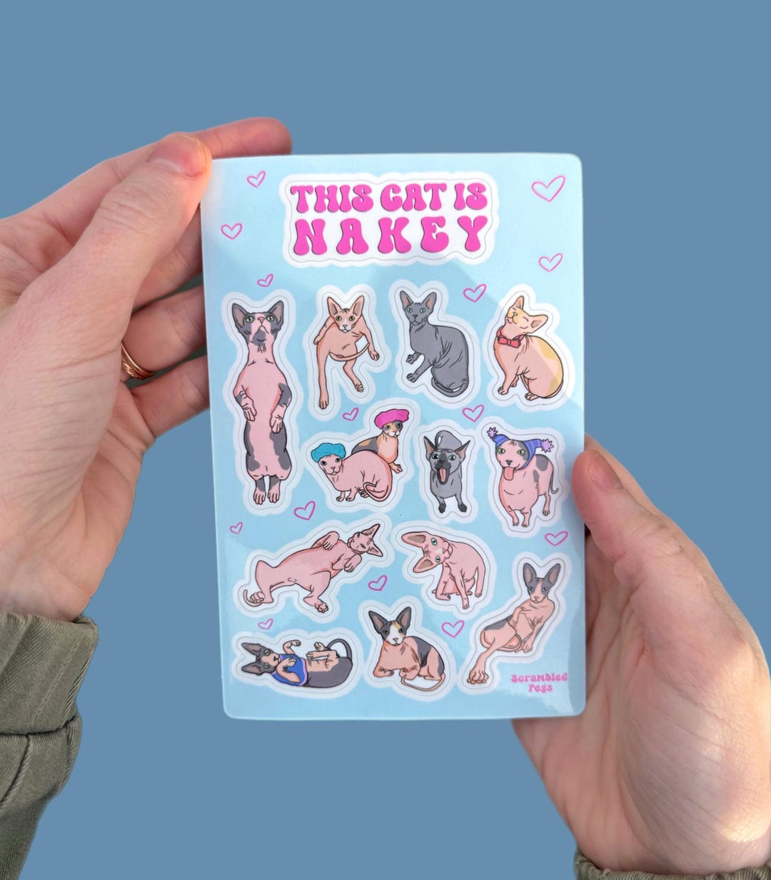 Sphynx Cat Sticker Sheet - Funny Hairless Cat Stickers for Water Bottle ...