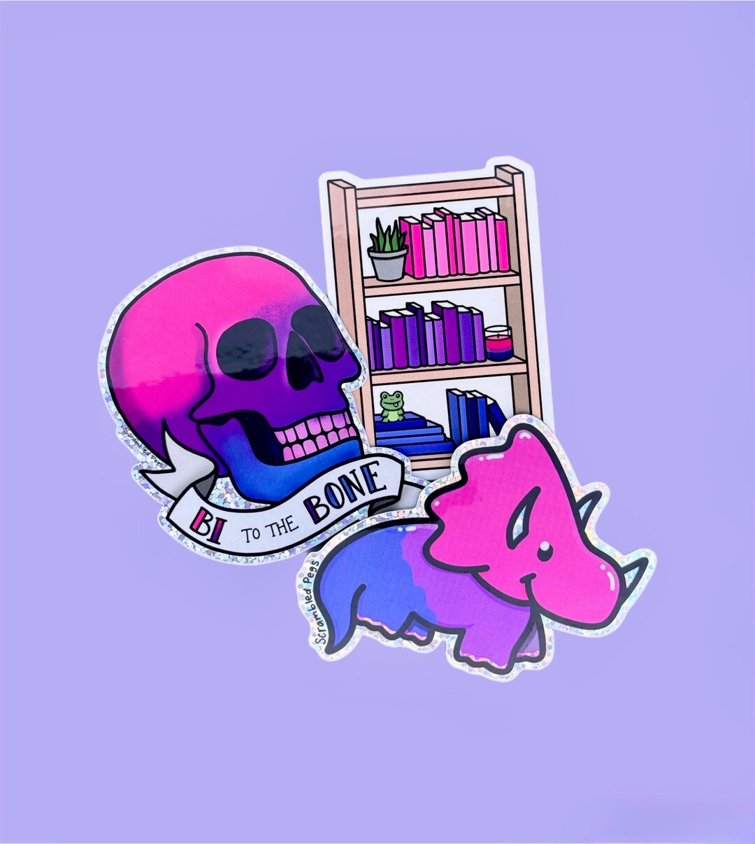 Bisexual Pride Sticker Pack Bundle LGBTQ Bi to the Bone Biceratops ...