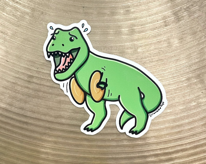 T-rex Playing Cymbals Waterproof Sticker Band Kid Percussion - Etsy