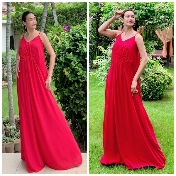 Red Chiffon Dress - Etsy