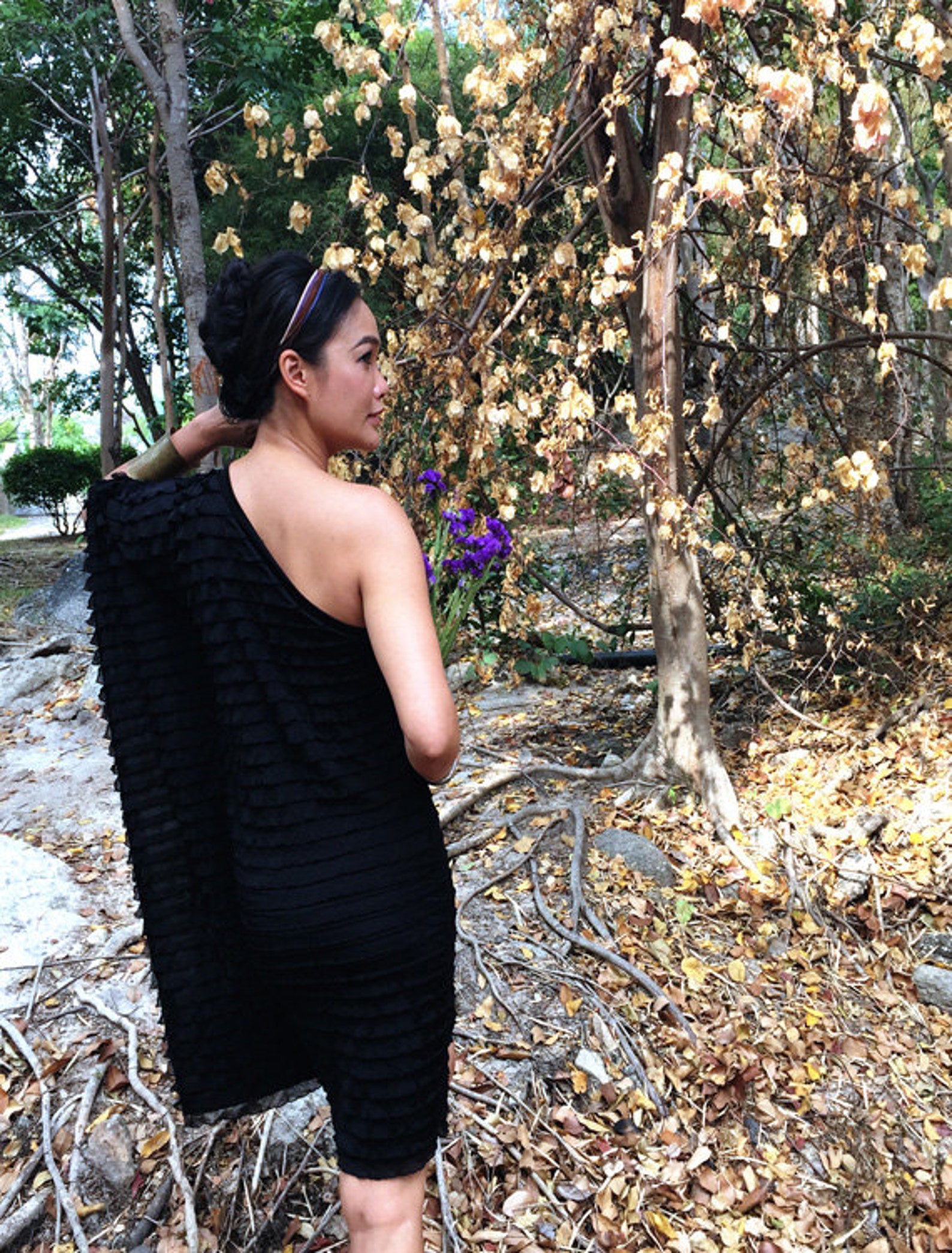 Black Raffle Fabric One Shoulder Short Dress Cocktail Dress - Etsy