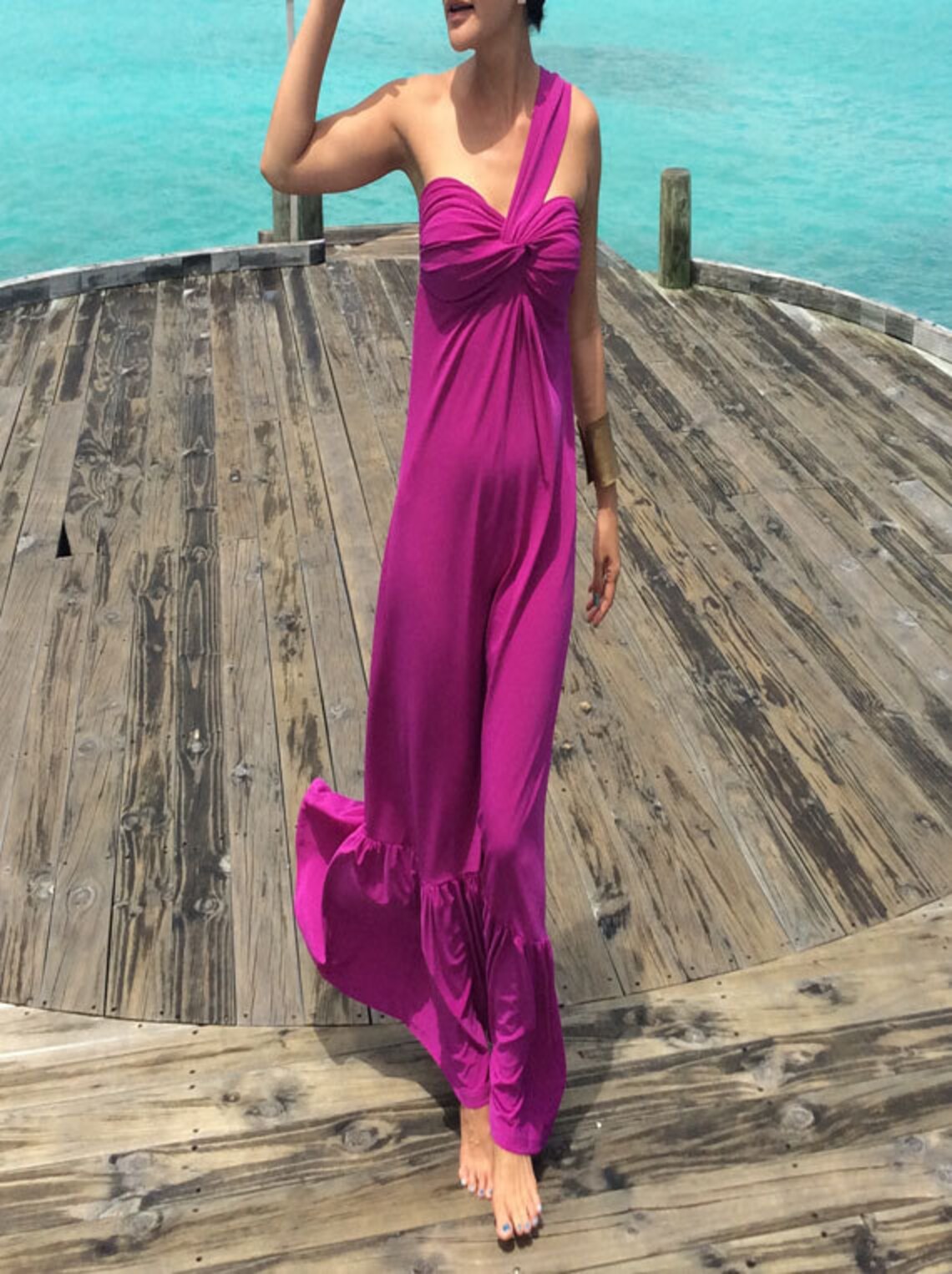 Purple One Sleeve Shoulder Long Maxi Beach Sun Dress All Size | Etsy
