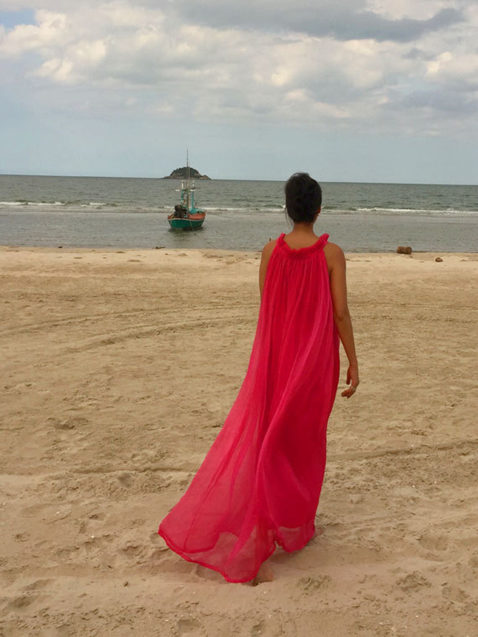 Pink Chiffon Beach Evening Long Maxi Sun Dress All Size - Etsy