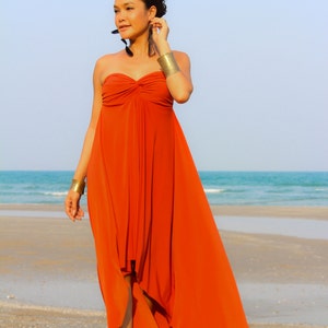 Rust Orange Dress Woman Dress Strapless Dress Asymmetrical - Etsy