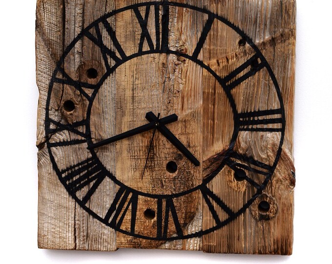 Rustic Wall Clock Reclaimed Barn Wood Clock Roman Numeral Clock ...