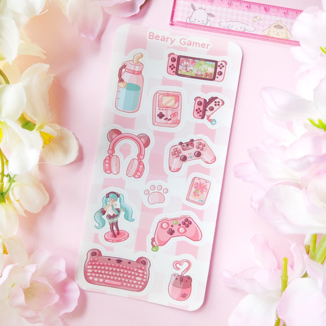 Beary Gamer Sticker Sheet | Cute, Kawaii, Bullet Journal, Diary ...