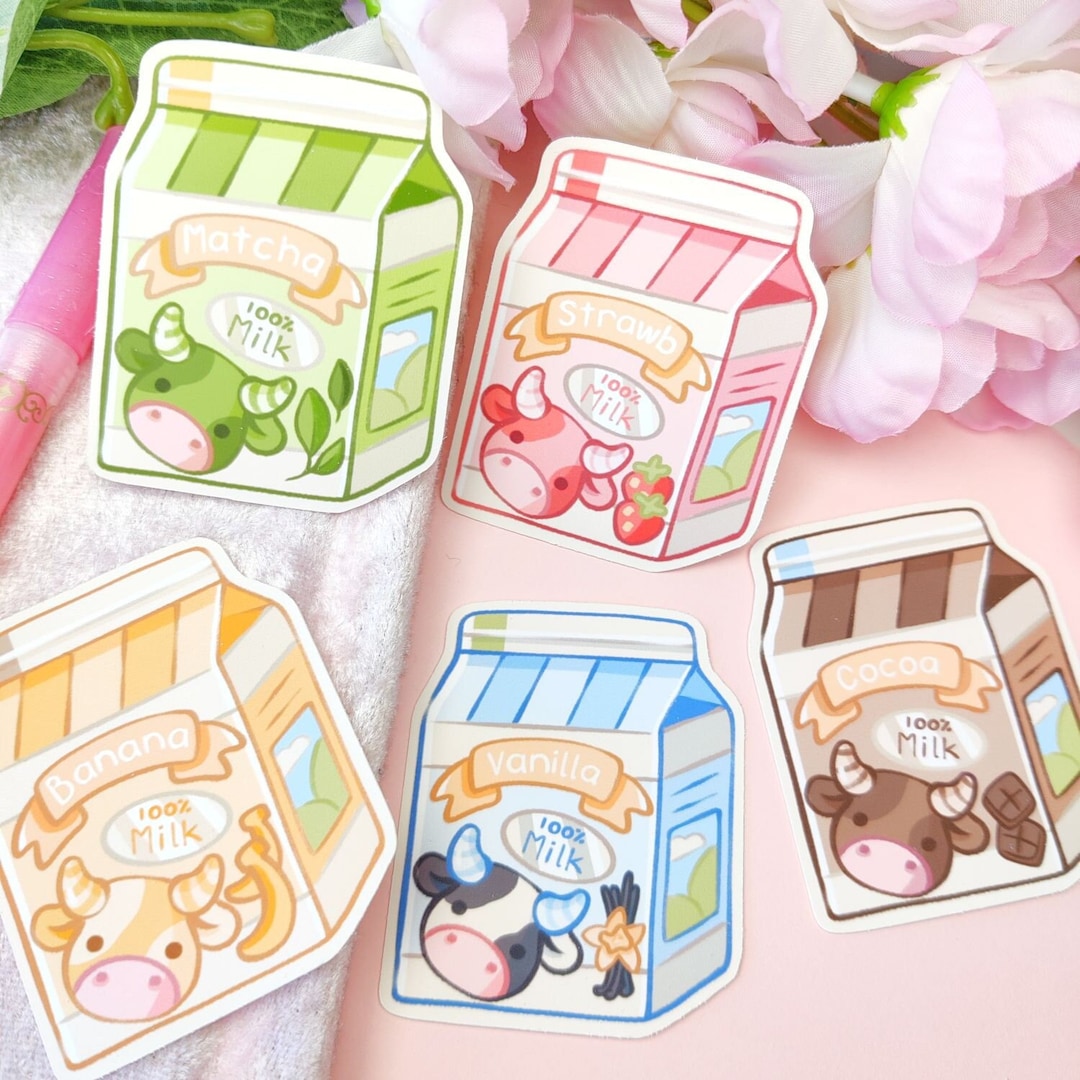 Milk Cartons Sticker Packs Cute, Kawaii, Japan, Japanese, Food, Bullet ...